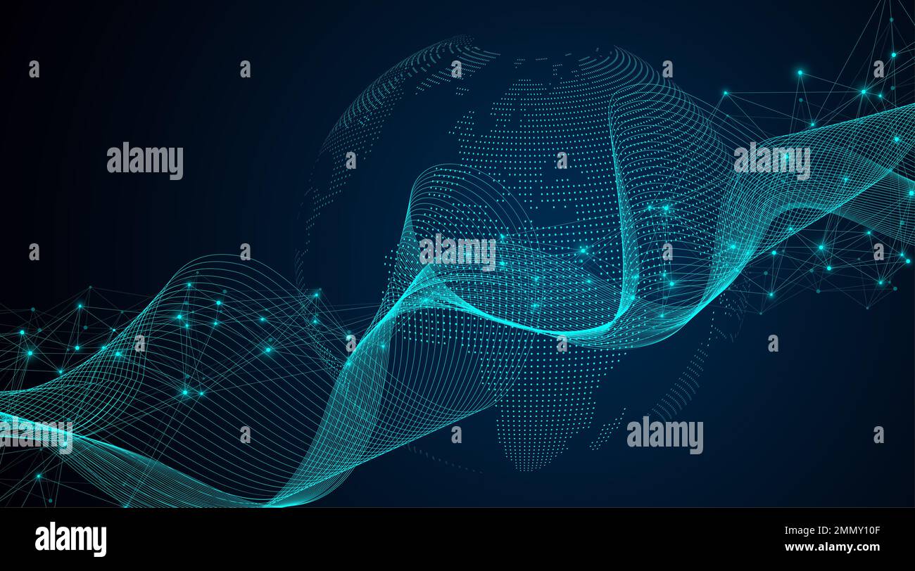 Global network connection illustration. World map point and line ...