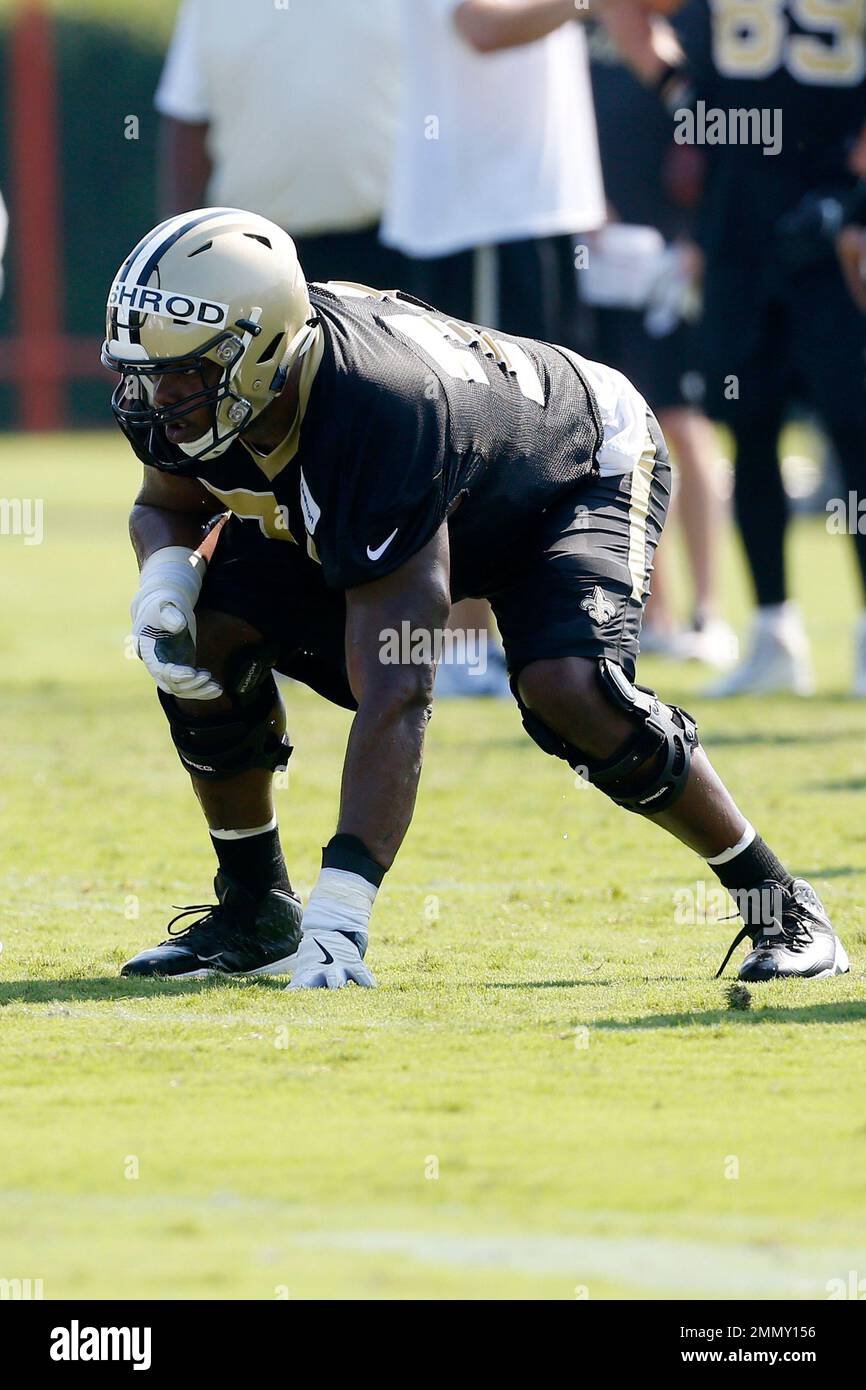 New Orleans Saints offensive tackle Jermon Bushrod (74) runs a drill ...