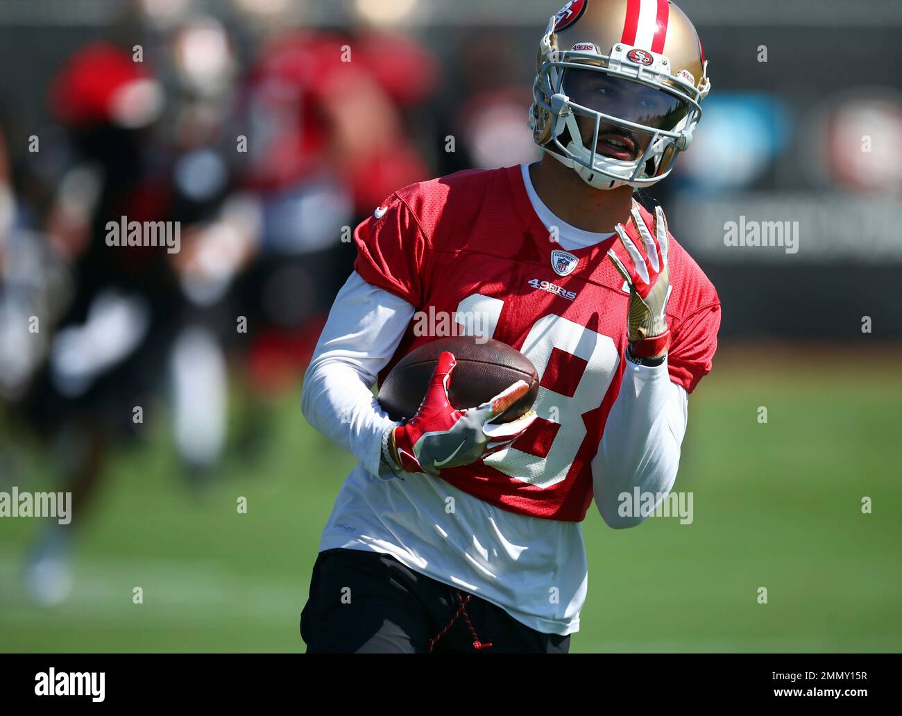 San Francisco 49ers wide receiver Dante Pettis runs during NFL football ...