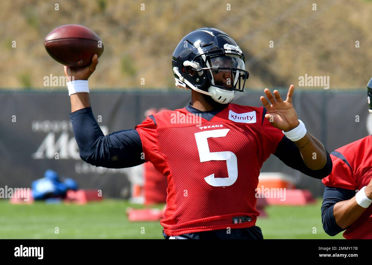 Houston Texans quarterback Joe Webb III (5) looks to pass the ball ...