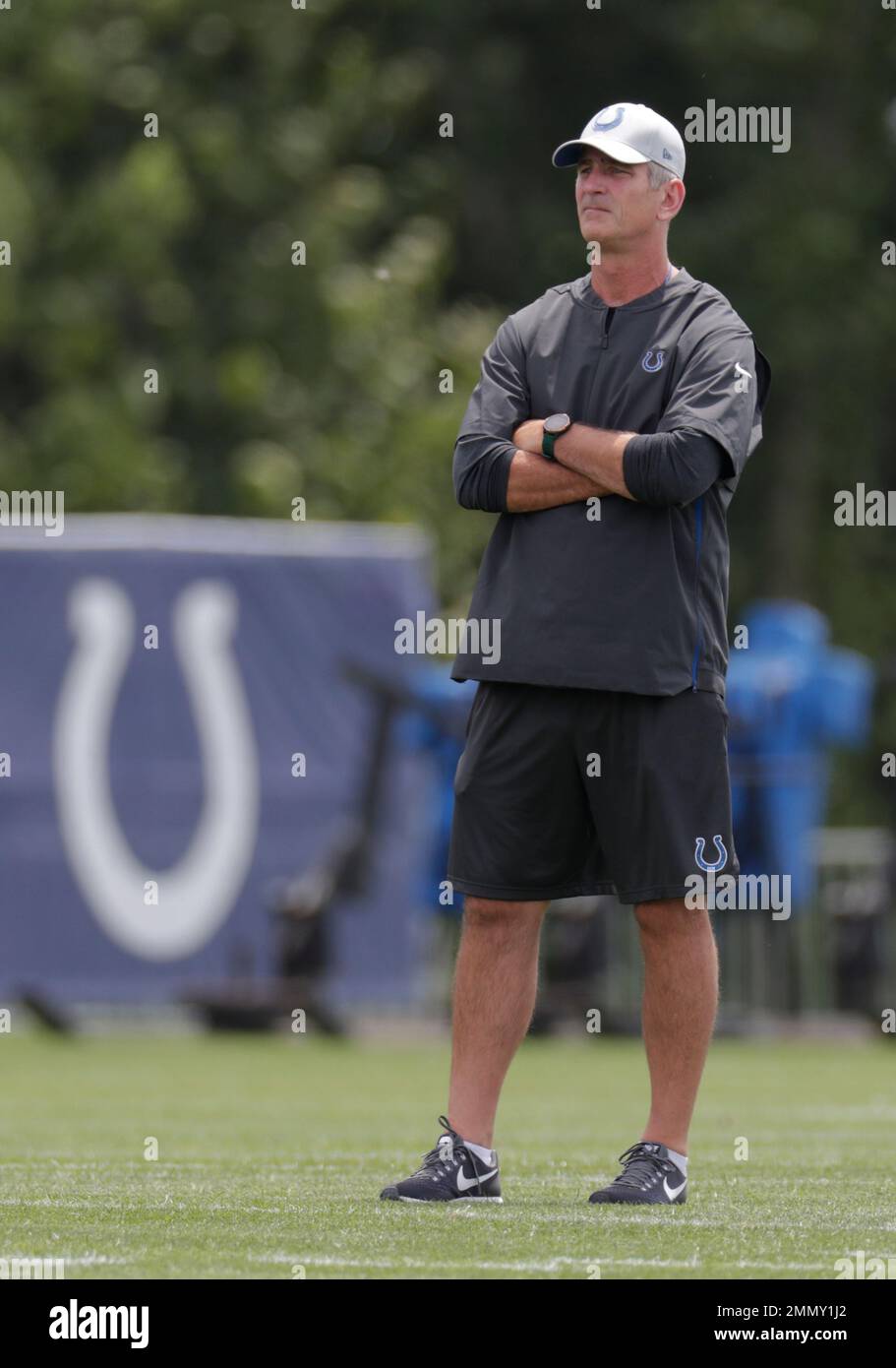 Indianapolis Colts head coach Frank Reich watches practice on the first ...