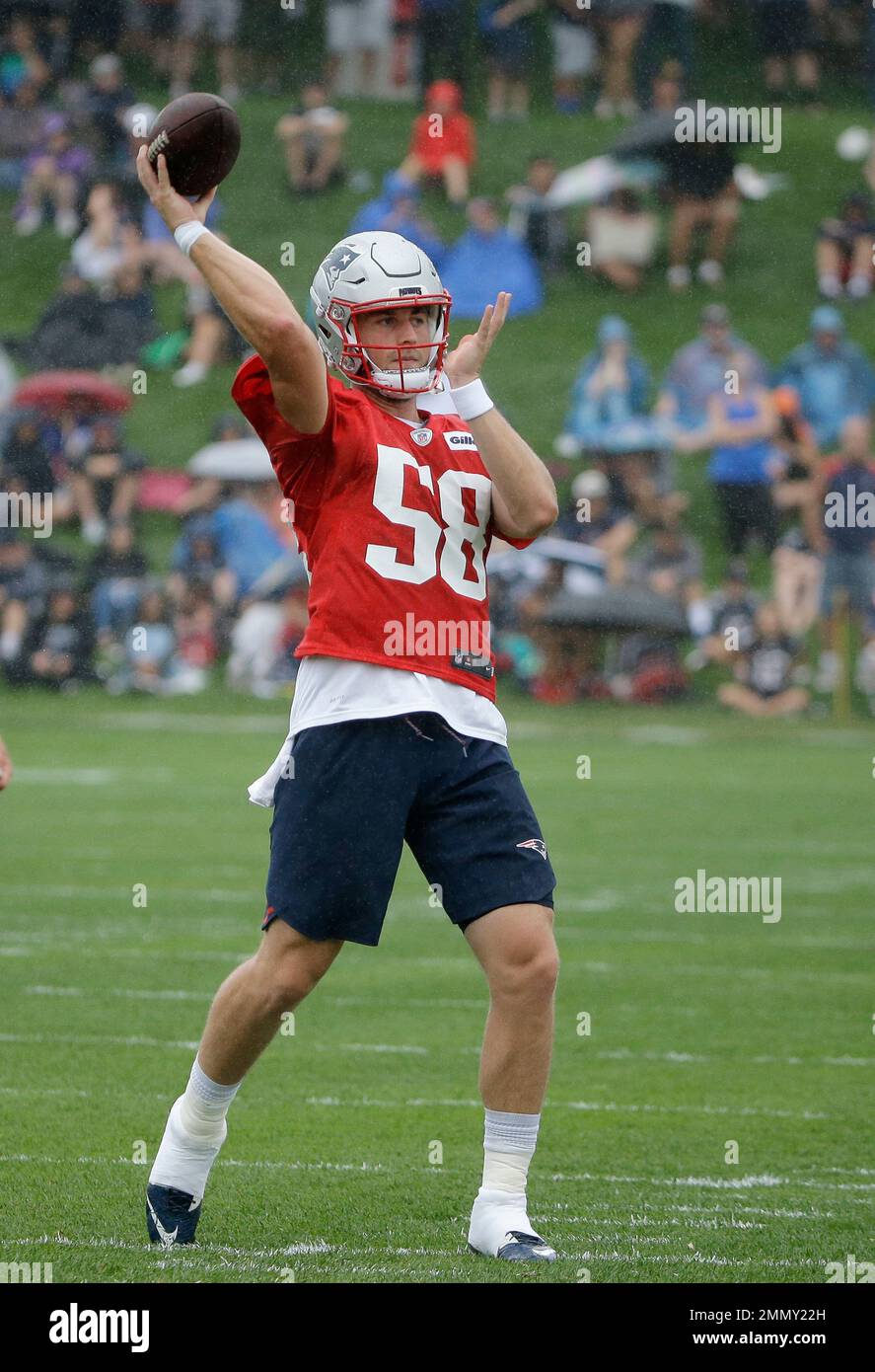 New England Patriots quarterback Danny Etling delivers a pass during ...