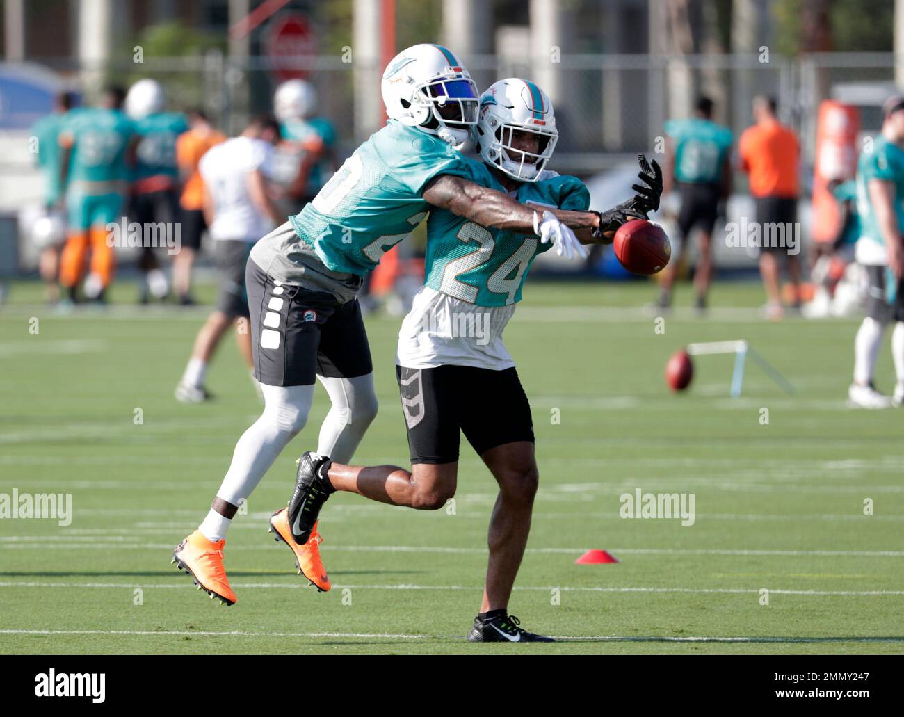 Miami Dolphins defensive back Reshad Jones, left, and cornerback Torry ...