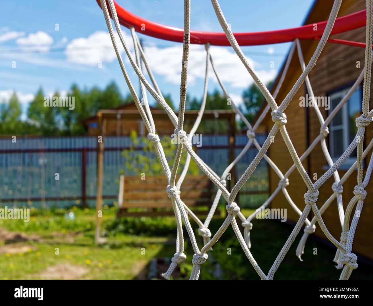 basketball hoop on a homemade shield, in the village Stock Photo - Alamy