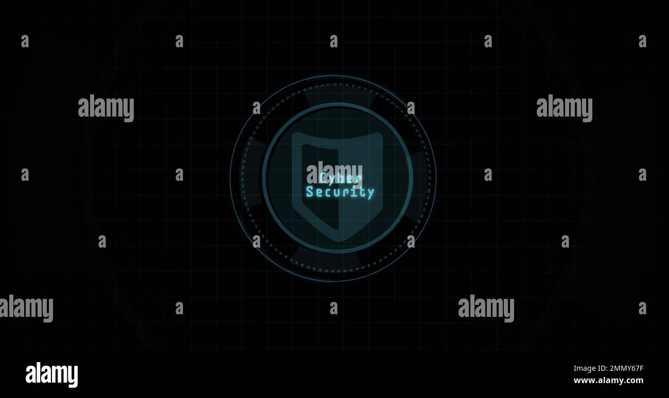 Composition of online security text over shield icon on black ...