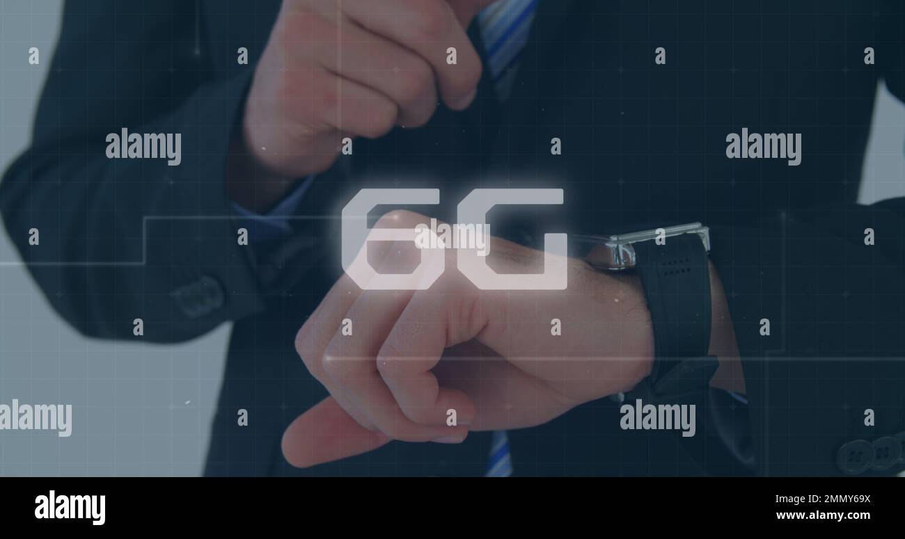 Composition of 6g text and network of connections over businessman ...