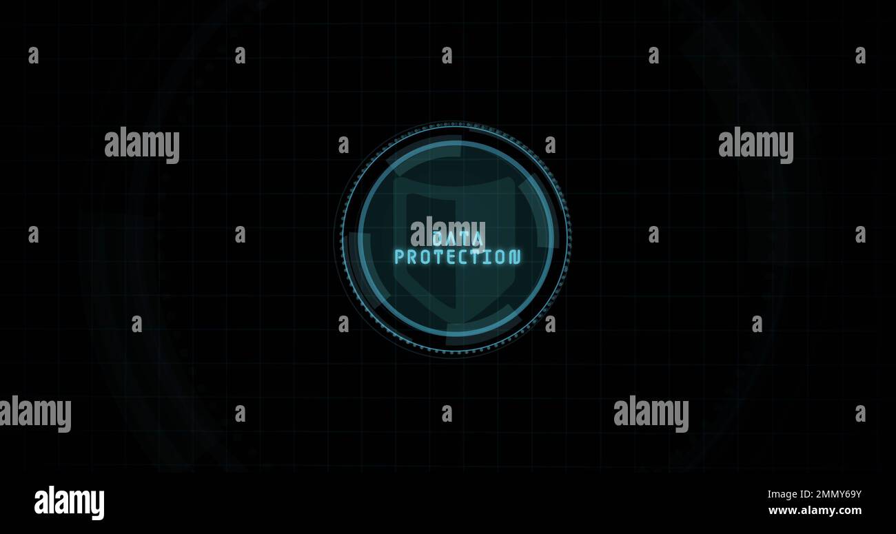 Composition of online security text over shield icon on black ...