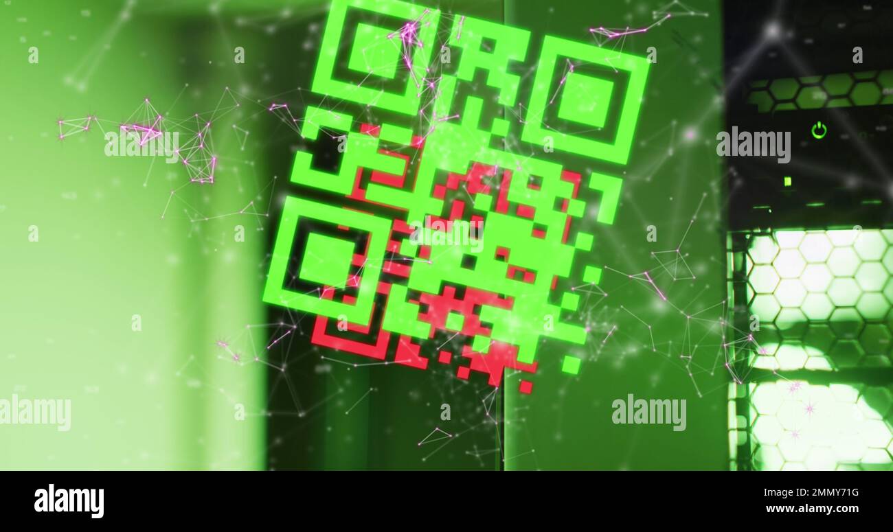 Composition of qr code and networks of connections over computer ...