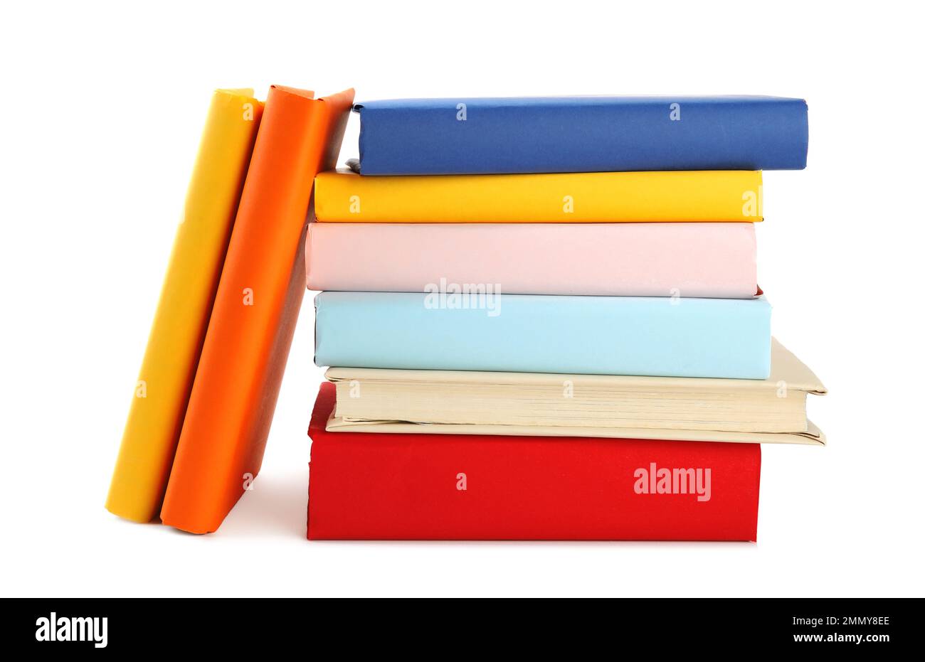 Stack of colorful books isolated on white Stock Photo - Alamy
