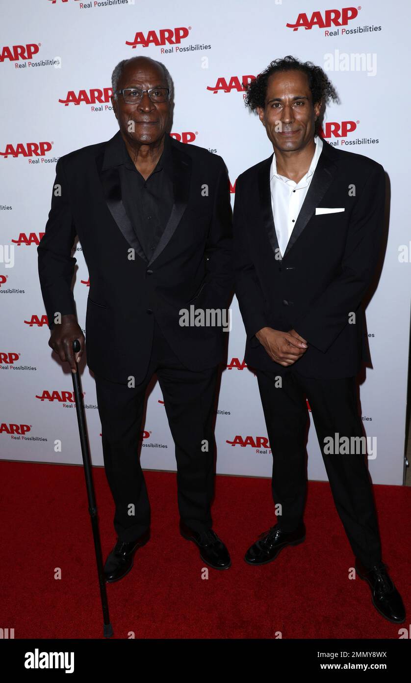 John Amos, left, and K.C. Amos attend the first-ever AARP TV for ...