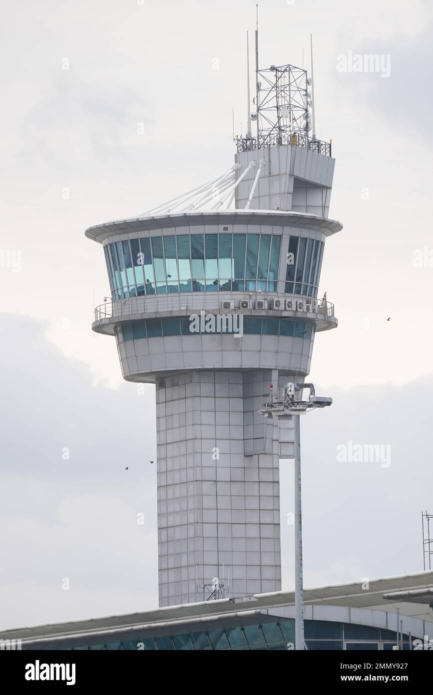 Air traffic control tower of Ataturk Airport in Istanbul City, Turkiye ...