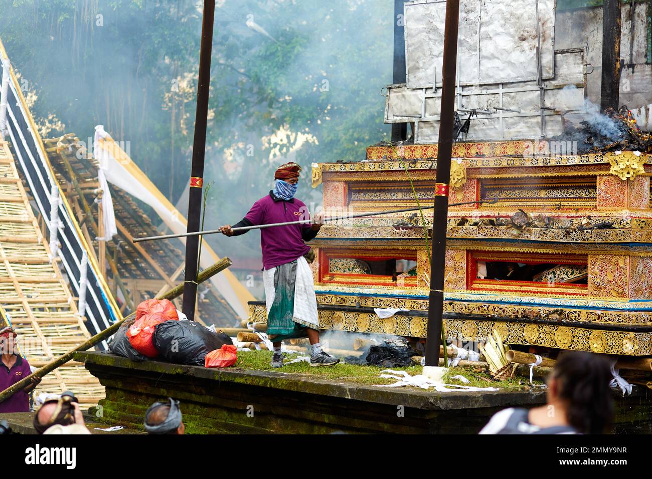 Cremation ceremony for a member of the Korolev family on the island of ...