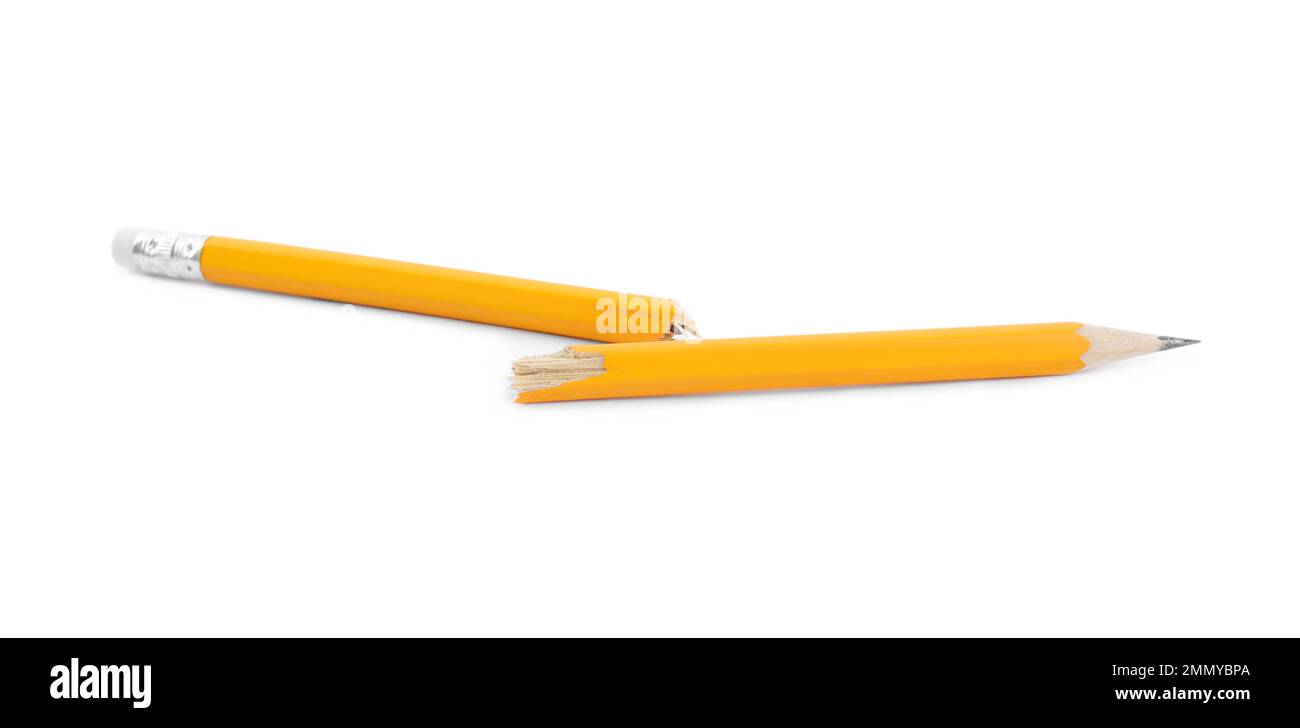 Broken graphite pencil with eraser isolated on white Stock Photo - Alamy