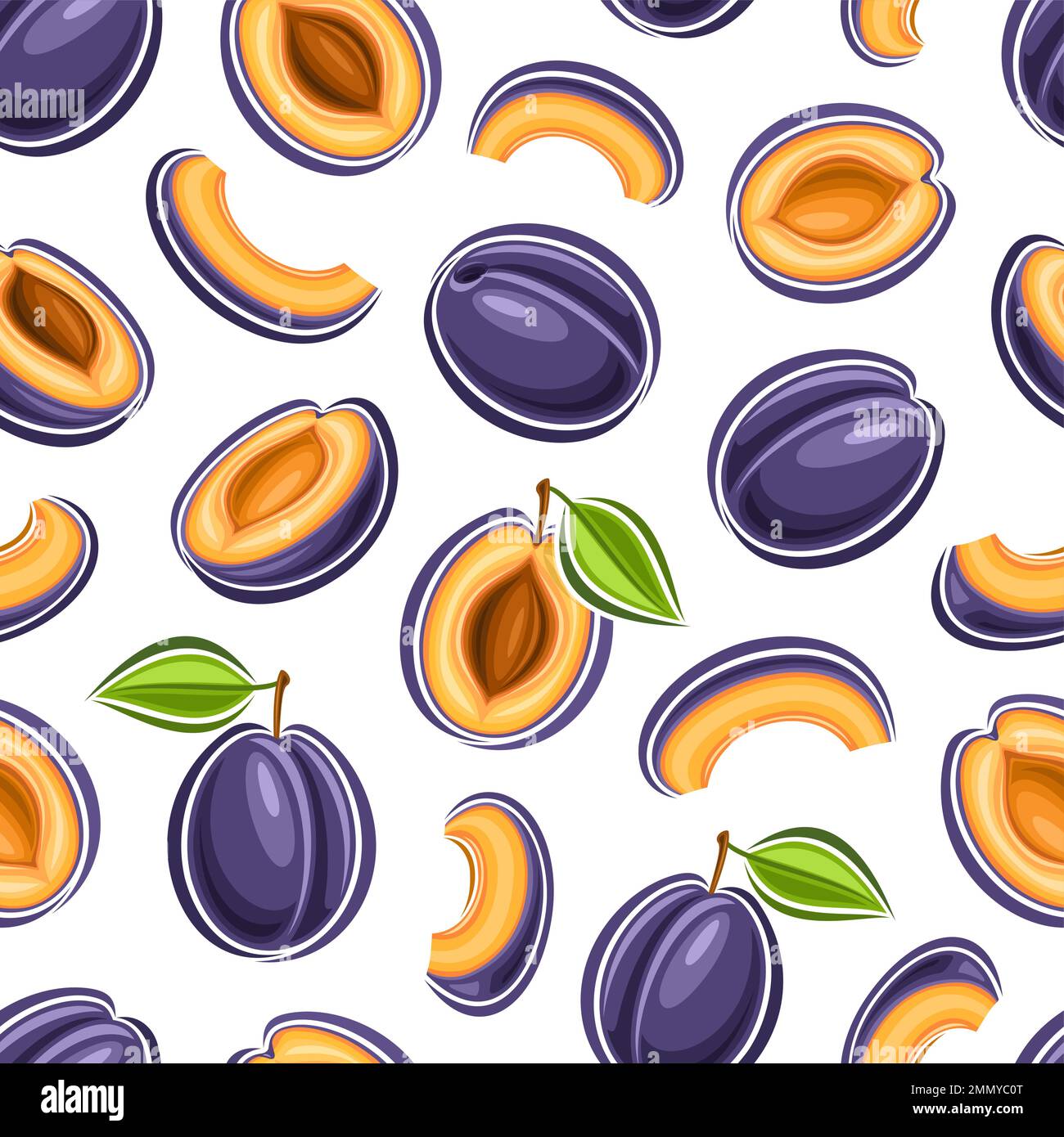 Vector Plum Seamless Pattern, square repeating background with cut out ...