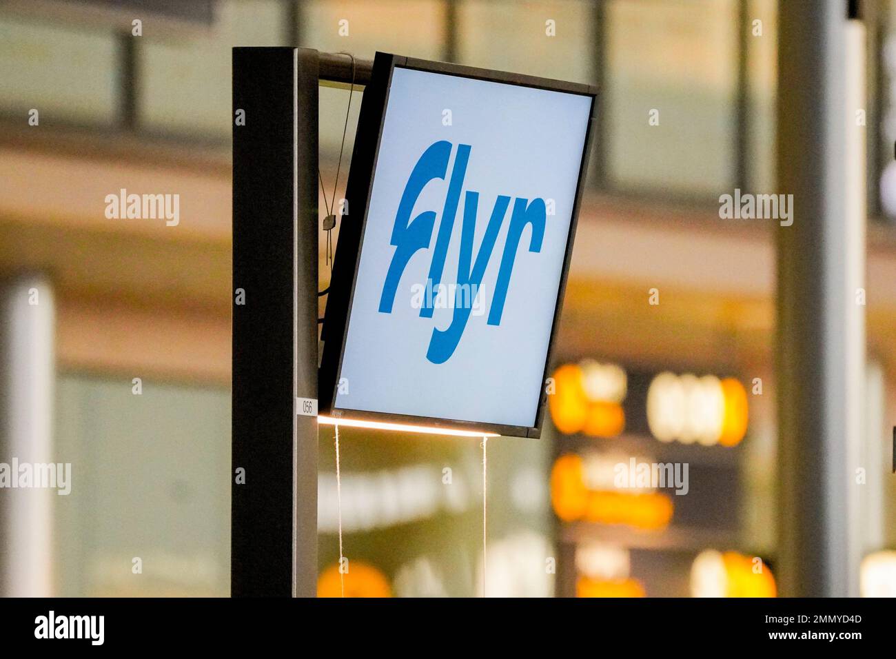 Gardermoen 20230130.The Flyr check-in desk at Oslo Airport. The airline ...