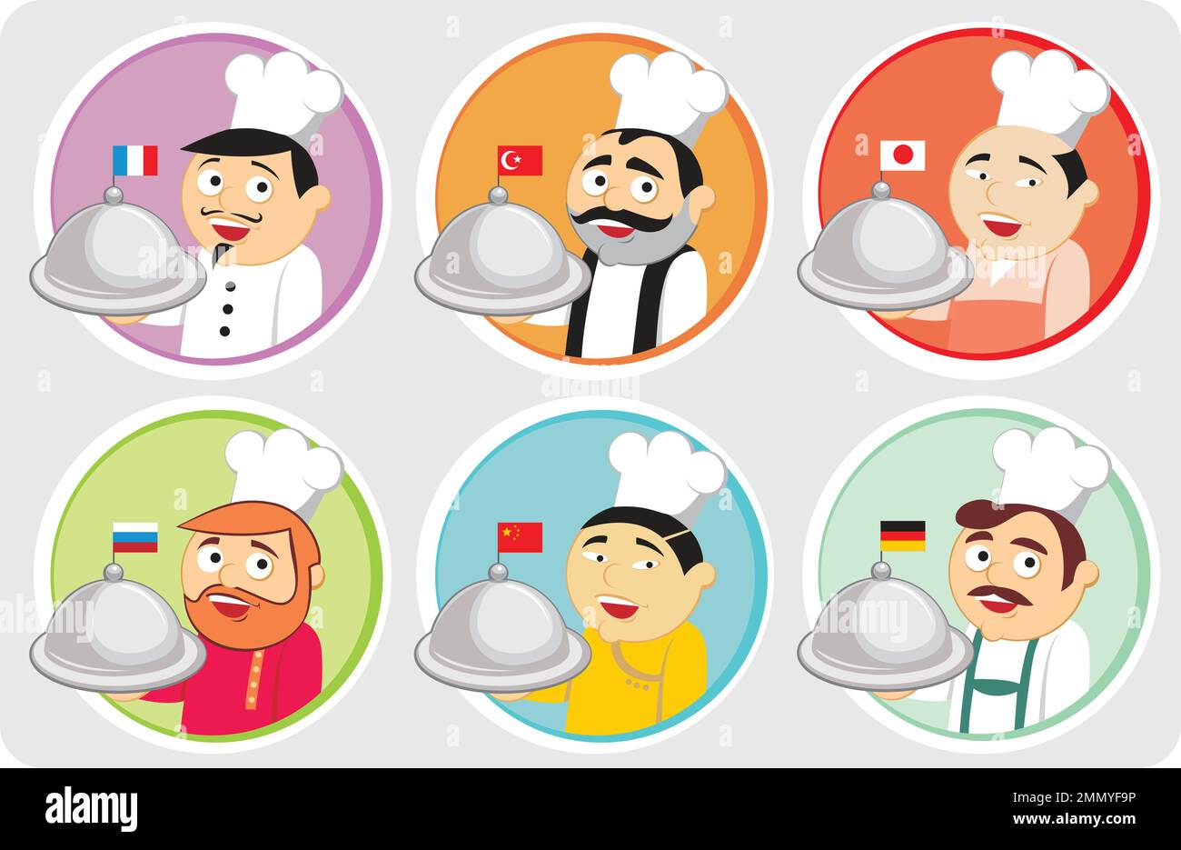 Traditional cook characters. Chef at different nationalities cooking ...