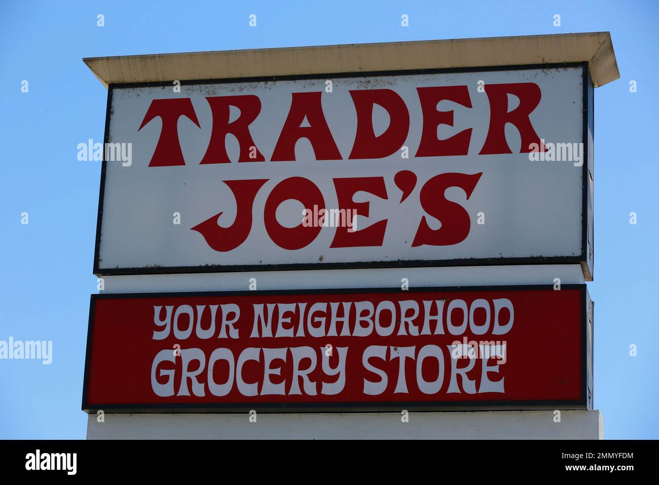 The Trader Joe's Los Feliz store sign is seen in Los Angeles, Sunday ...