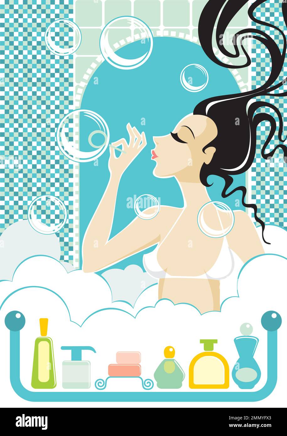 Lady Bathing Soap Stock Vector Images Alamy
