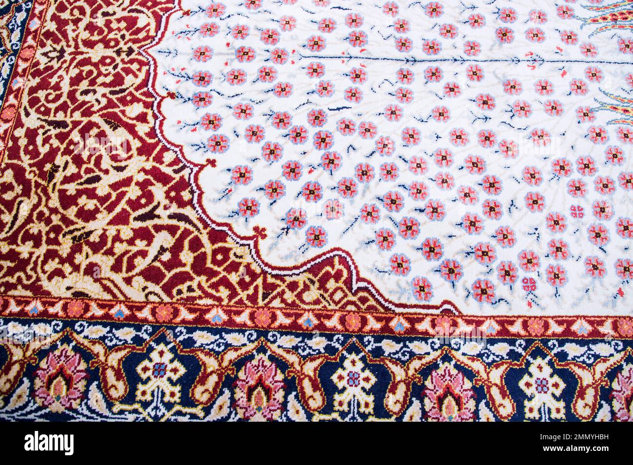 Detail of a traditional Turkish carpet in Istanbul, texture background ...