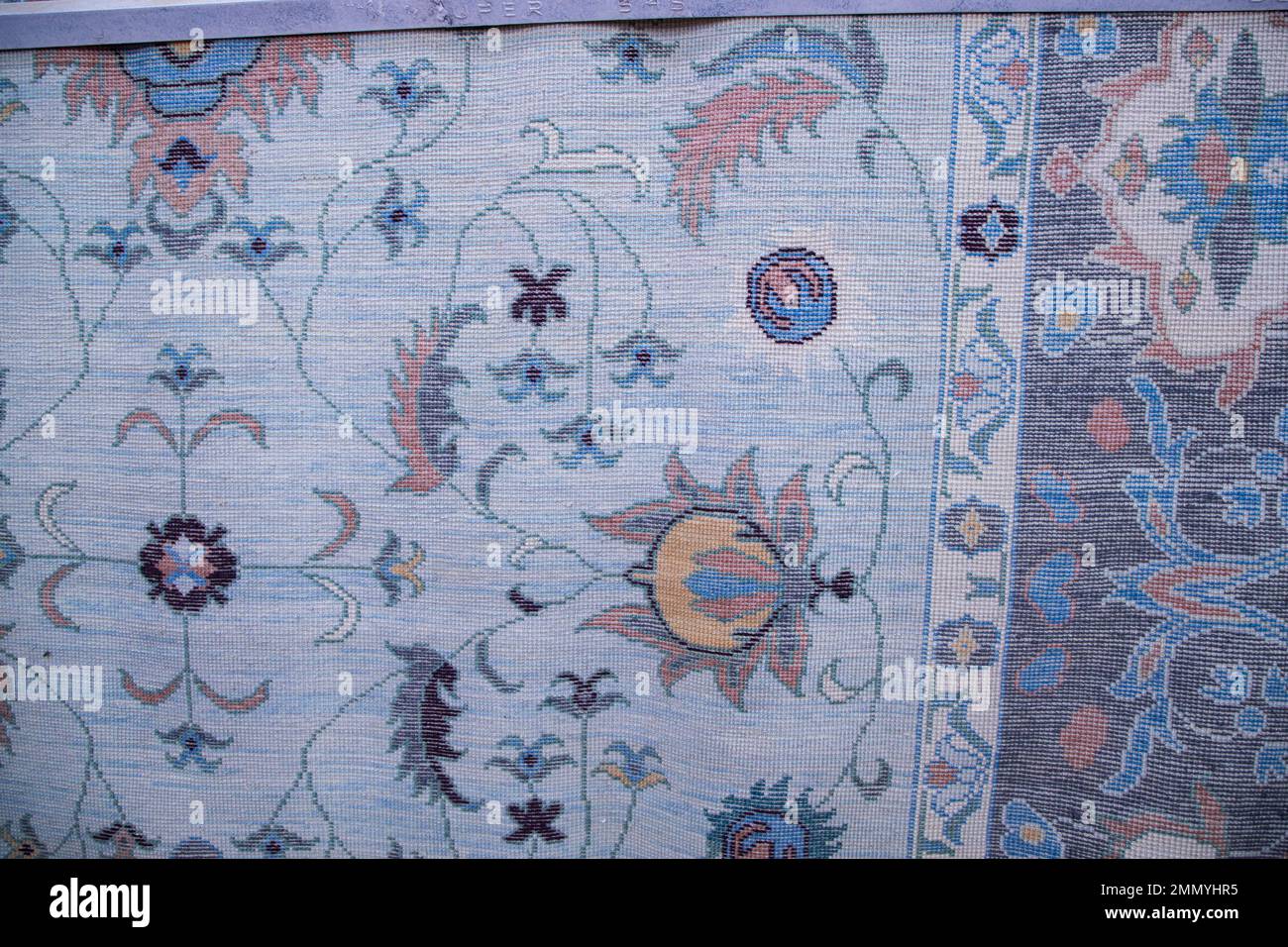 Detail of a traditional Turkish carpet in Istanbul, texture background ...