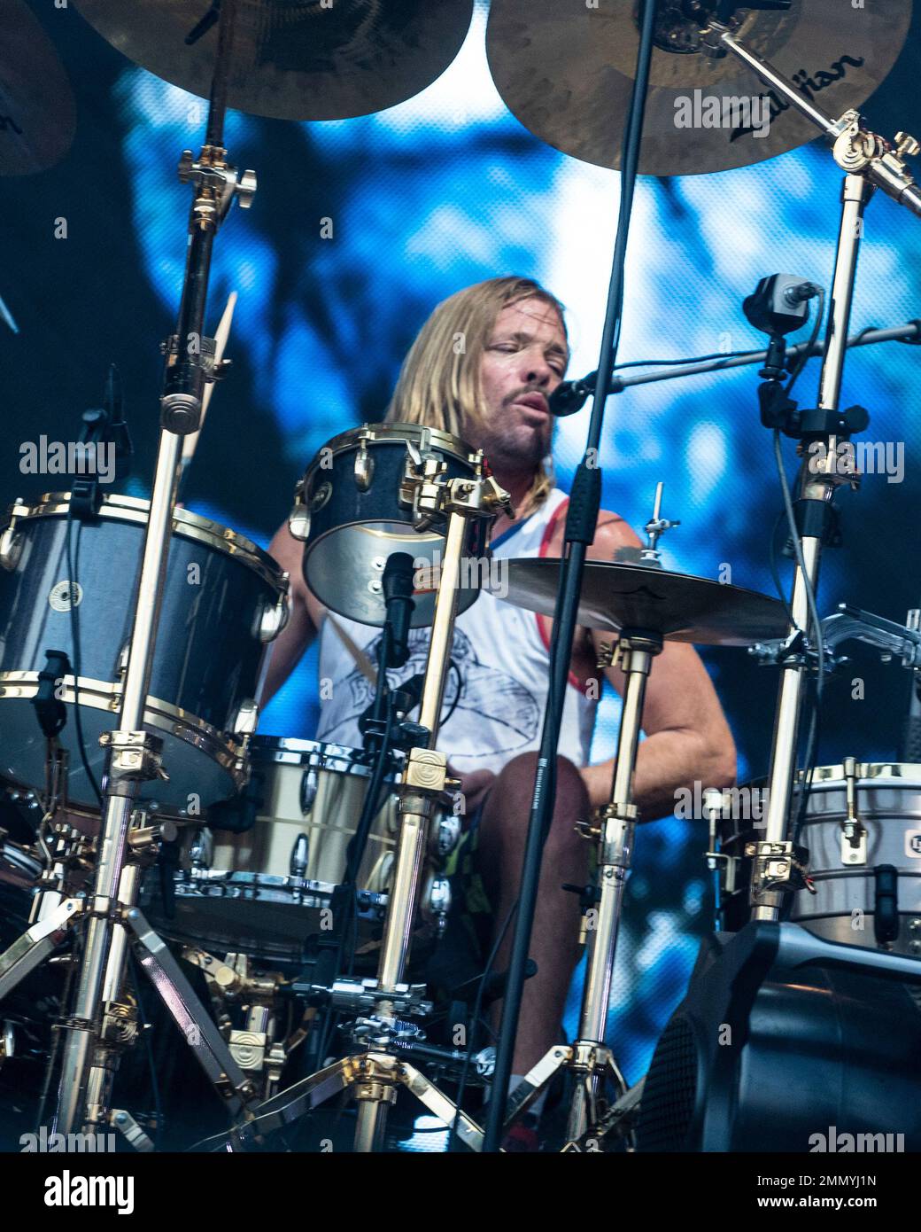 The American rock band Foo Fighters with drummer Taylor Hawkins performs at Fenway Park ...