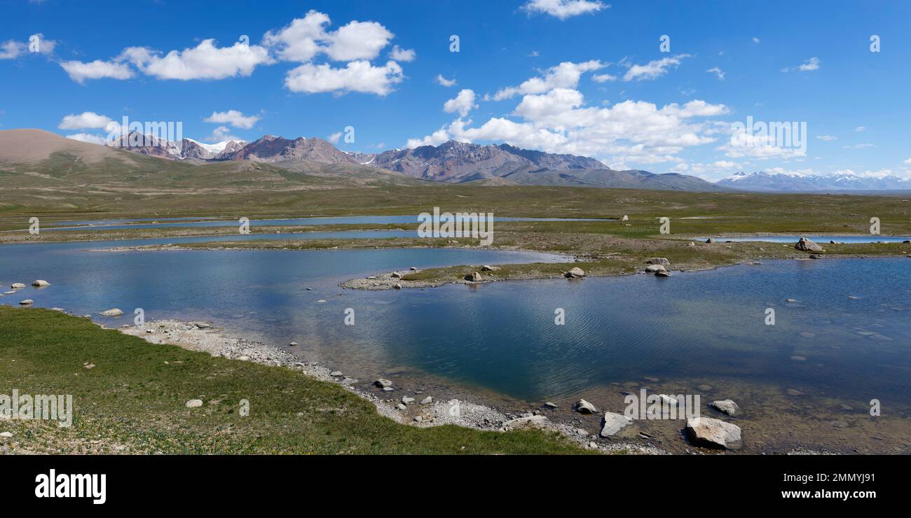 Alpine lake, Kakshaal Too in the Tian Shan mountain range near the ...