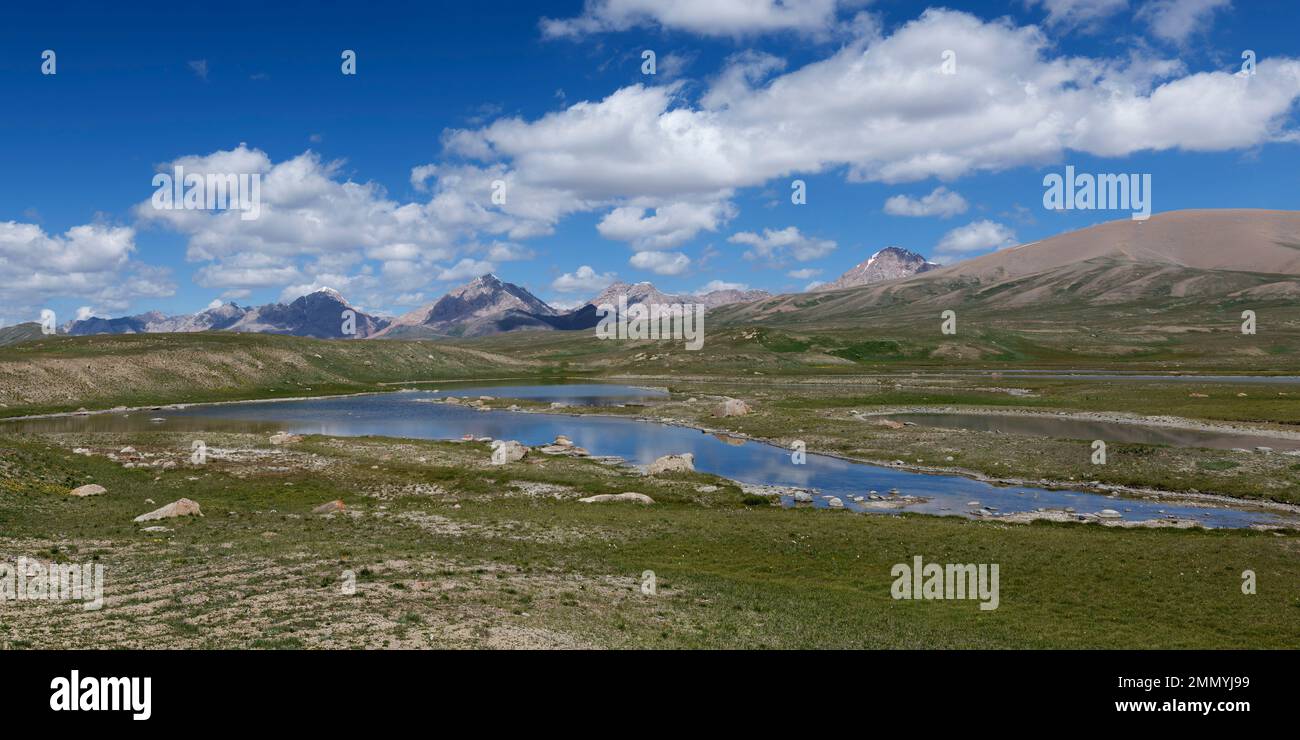 Alpine lake, Kakshaal Too in the Tian Shan mountain range near the ...