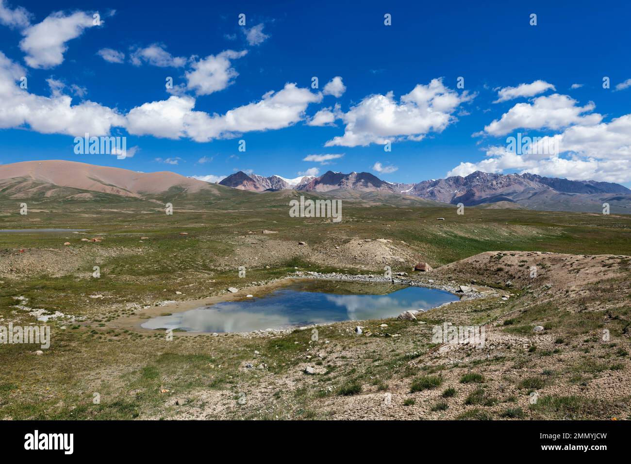 Alpine lake, Kakshaal Too in the Tian Shan mountain range near the ...
