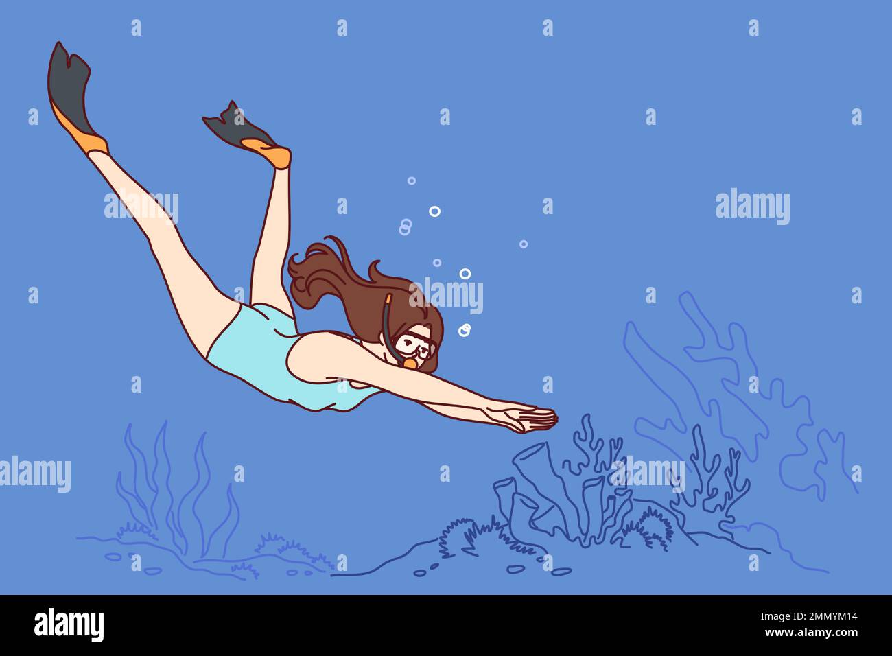 Female scuba diver underwater Stock Vector Images - Alamy
