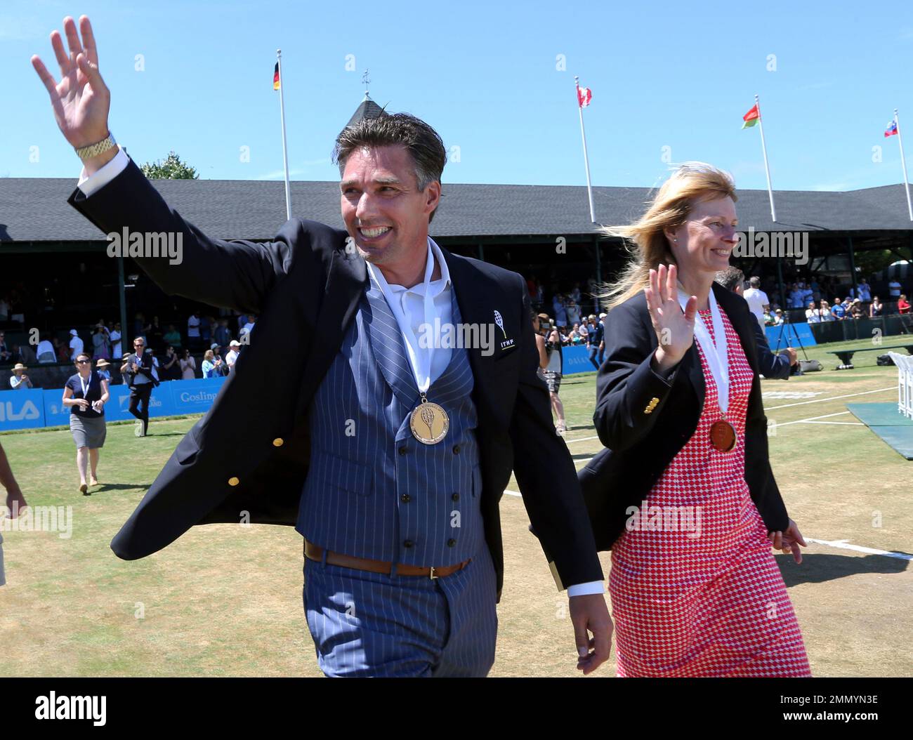 Tennis Hall of Fame inductees, Michael Stich, of Germany, and Helena ...
