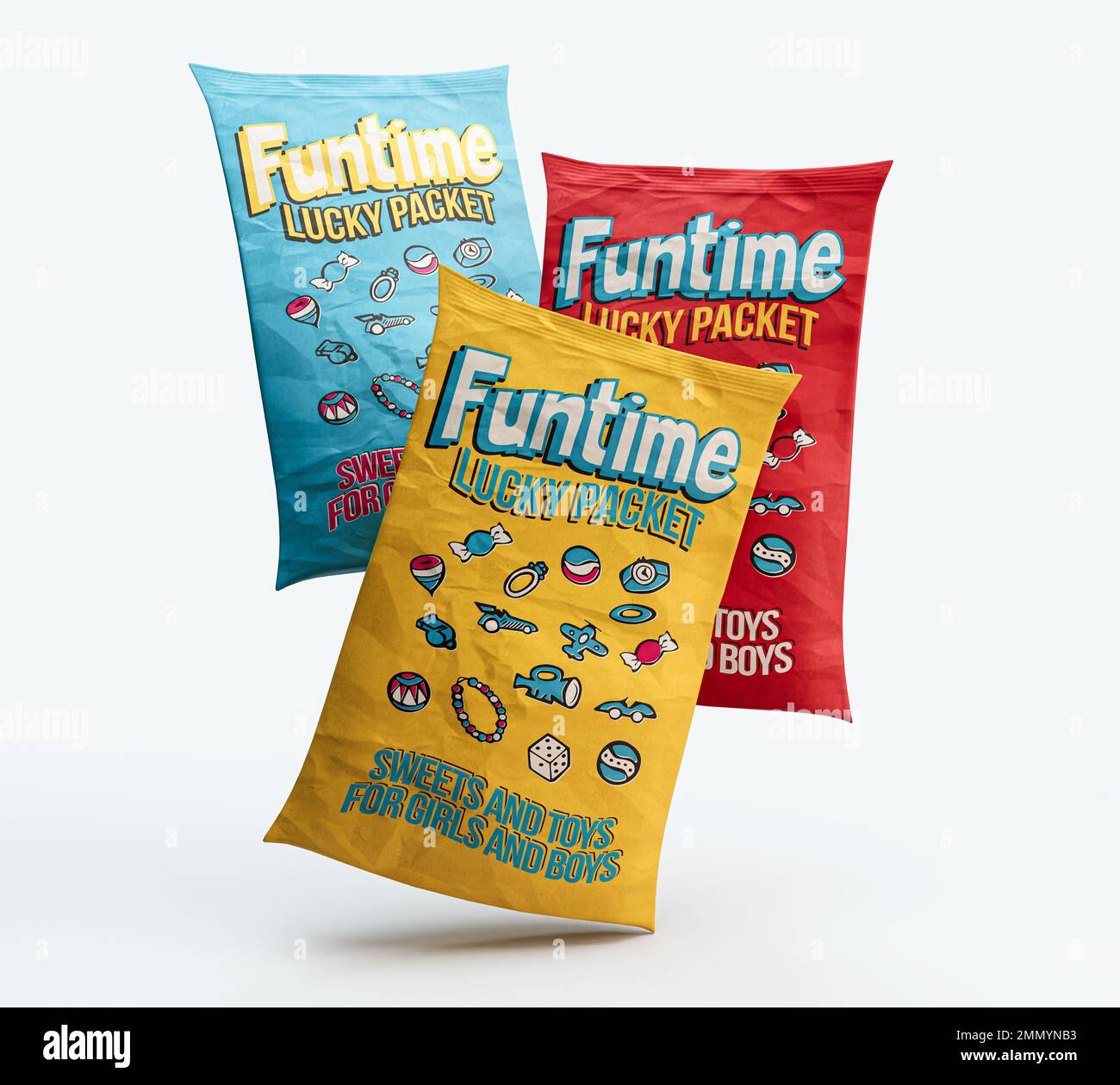 A concept design of 3 classic vintage childrens lucky packets ...