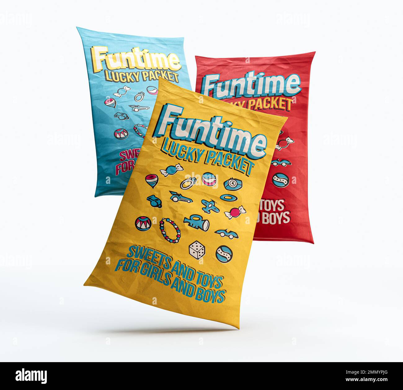 A concept design of 3 classic vintage childrens lucky packets ...