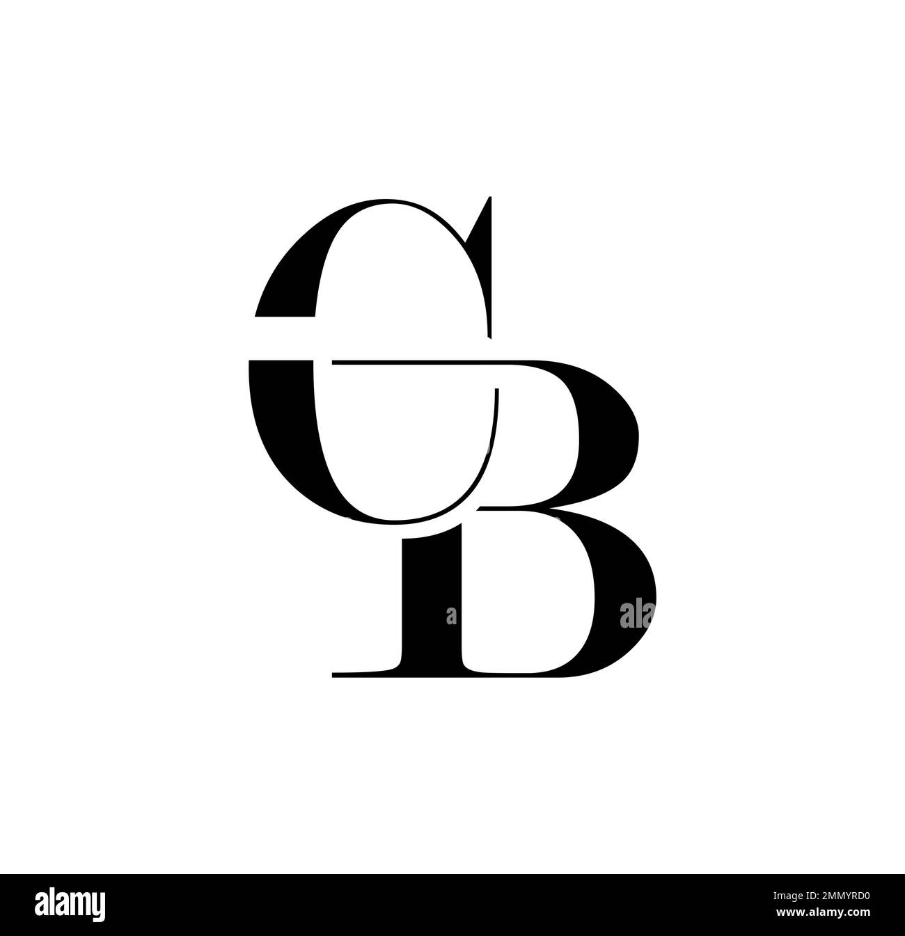 Vector Illustration isolated in white background of Monogram Logo vector Initial Letters CB ...