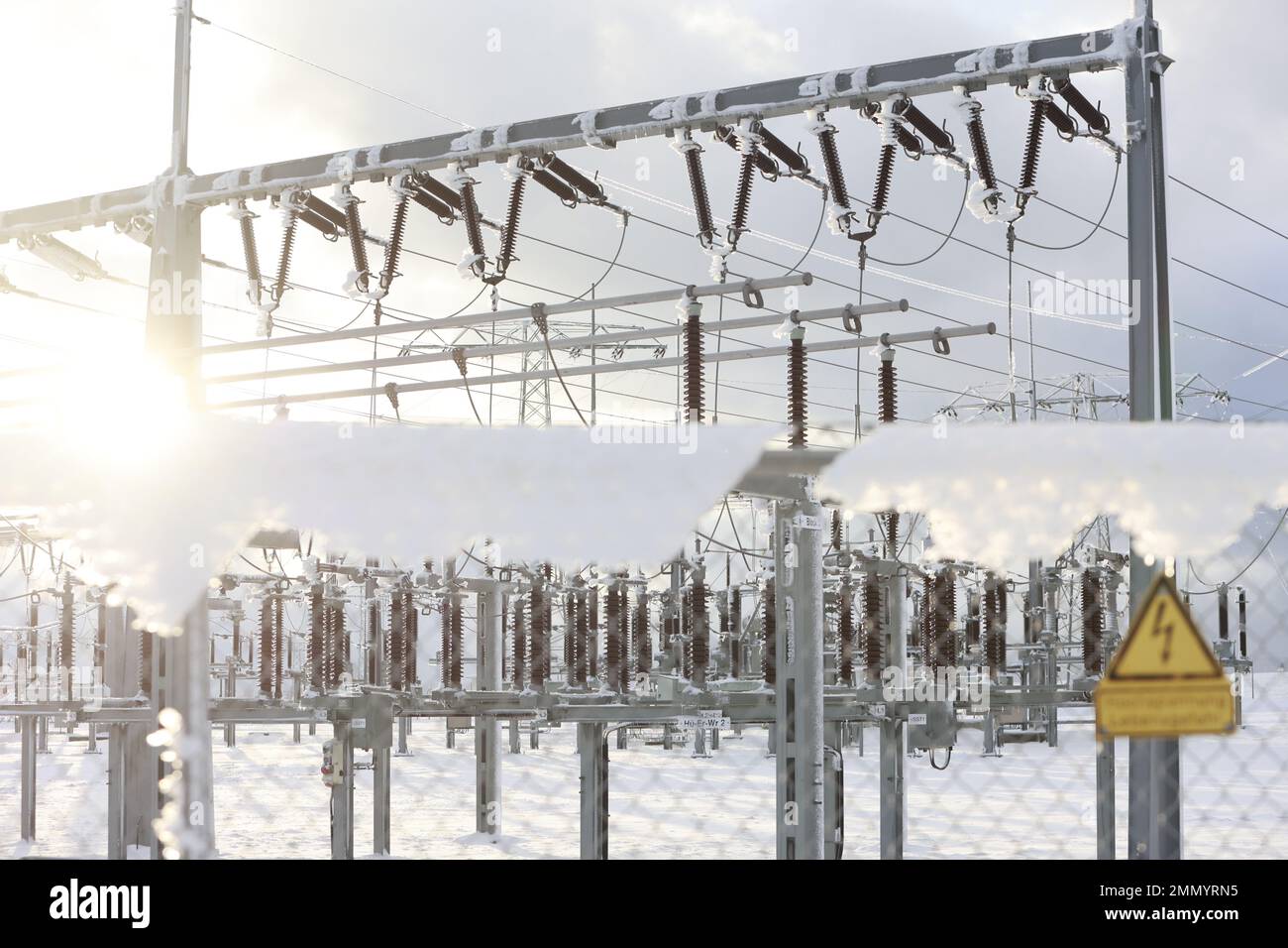 PRODUCTION - 30 January 2023, Saxony-Anhalt, Hüttenrode: The substation ...