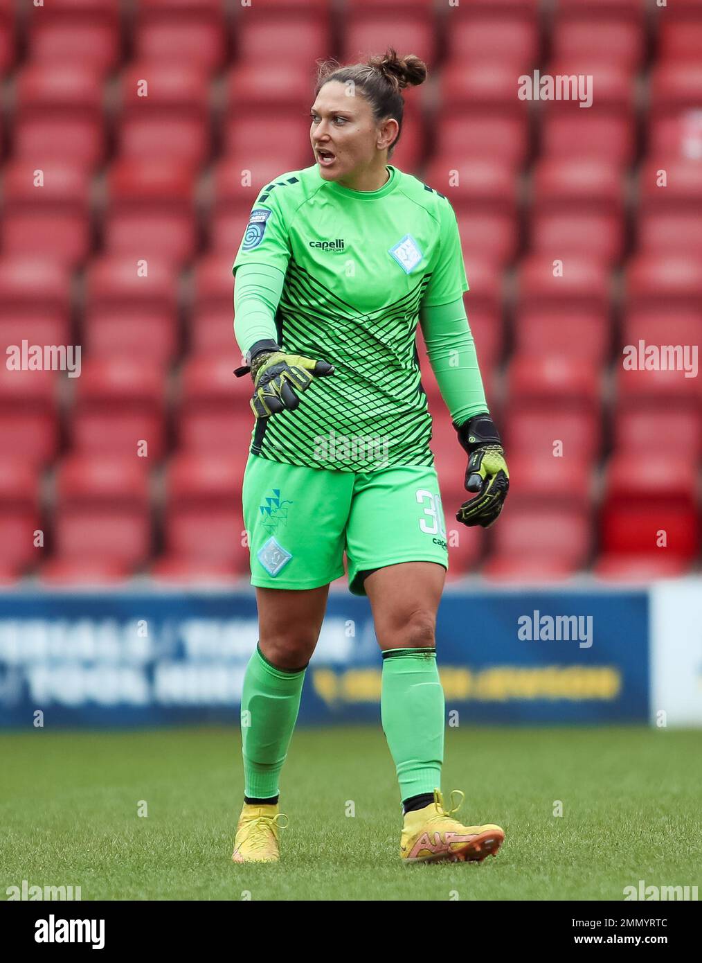 London City Lionesses goalkeeper Shae Yanez in action during the ...
