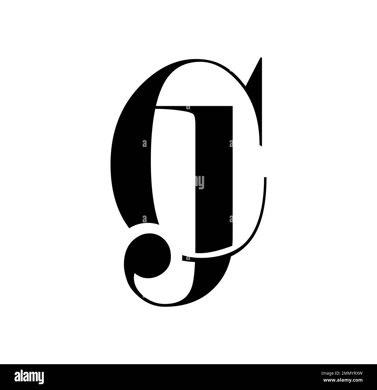 Vector Illustration isolated in white background of Monogram Logo vector Initial Letters CJ ...