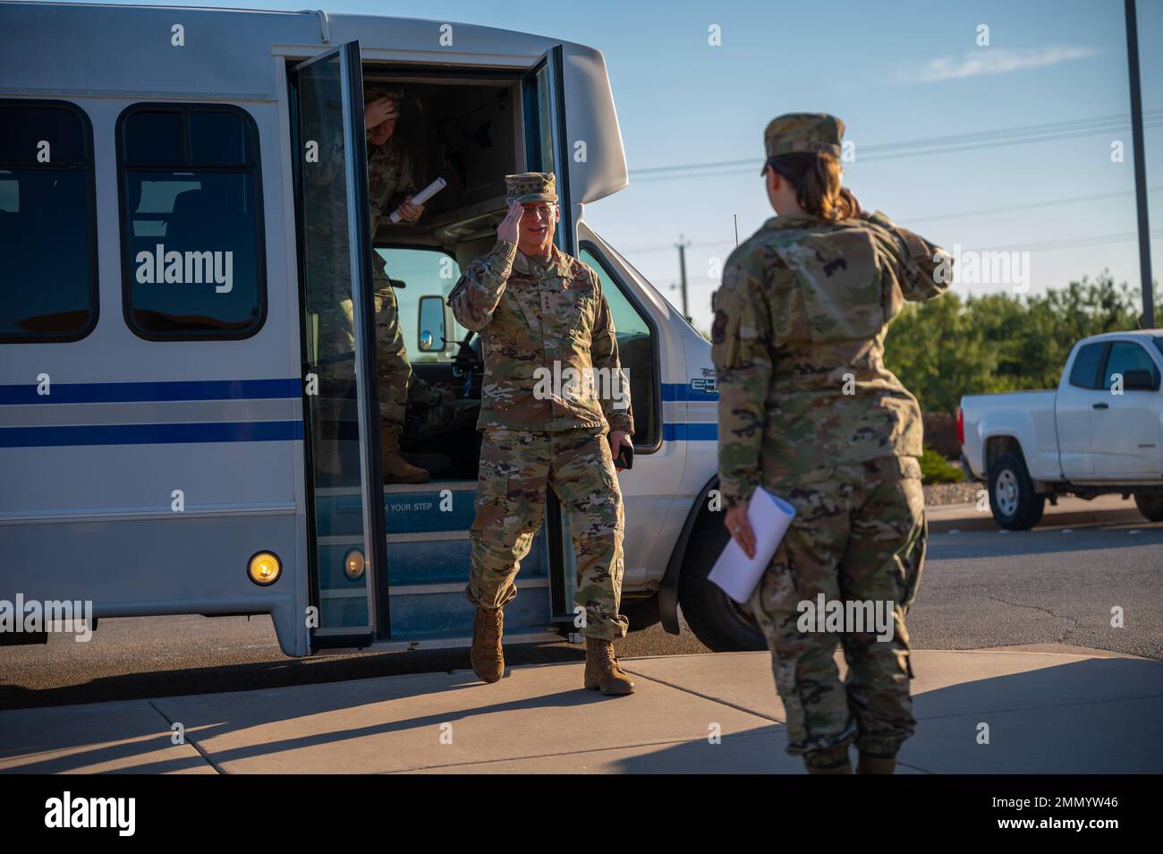 Maj. Amy Jenkins, 7th Force Support Squadron commander, salutes Lt. Gen ...