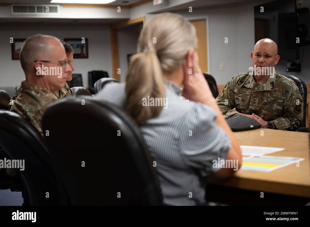 Chief Master Sgt. Matthew Coltrin, 7th Bomb Wing command chief, right ...