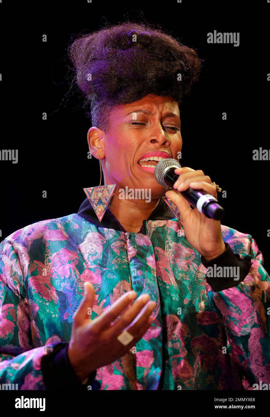 French-Cameroonian singer Sandra Nkake performs at the Five Continents ...
