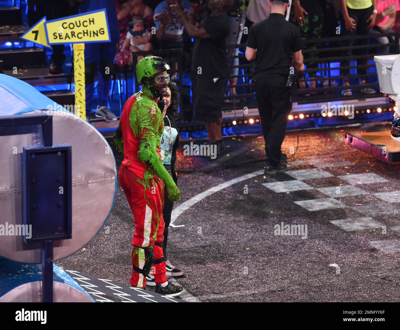 Host Chris Paul participates in a "Double Dare" obstacle course at the ...