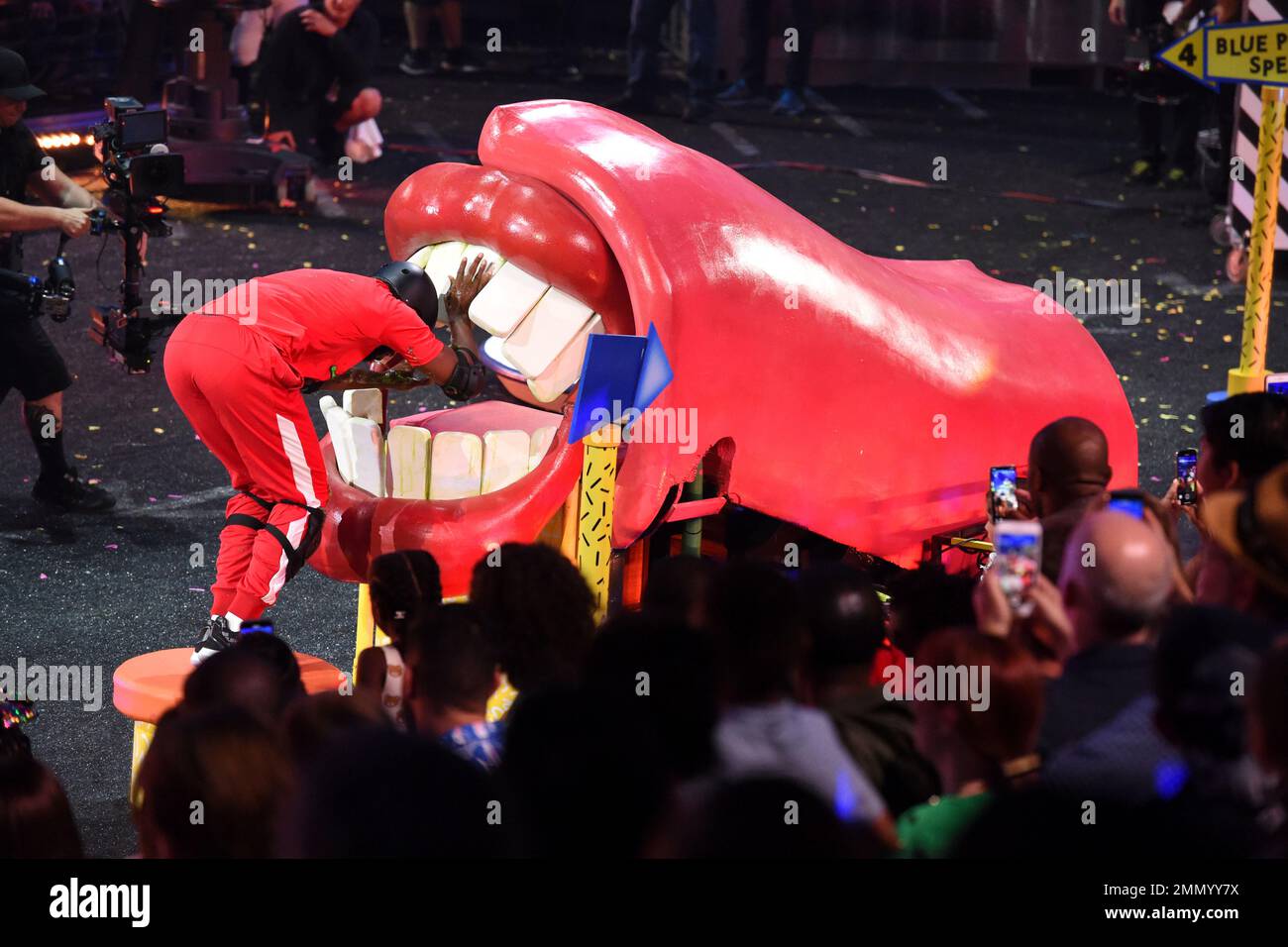 Host Chris Paul participates in a "Double Dare" obstacle course at the ...