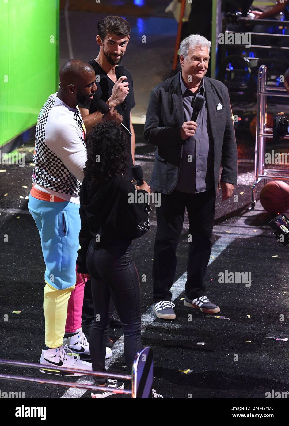 Daniella Perkins, from left, host Chris Paul, Michael Phelps and Marc ...