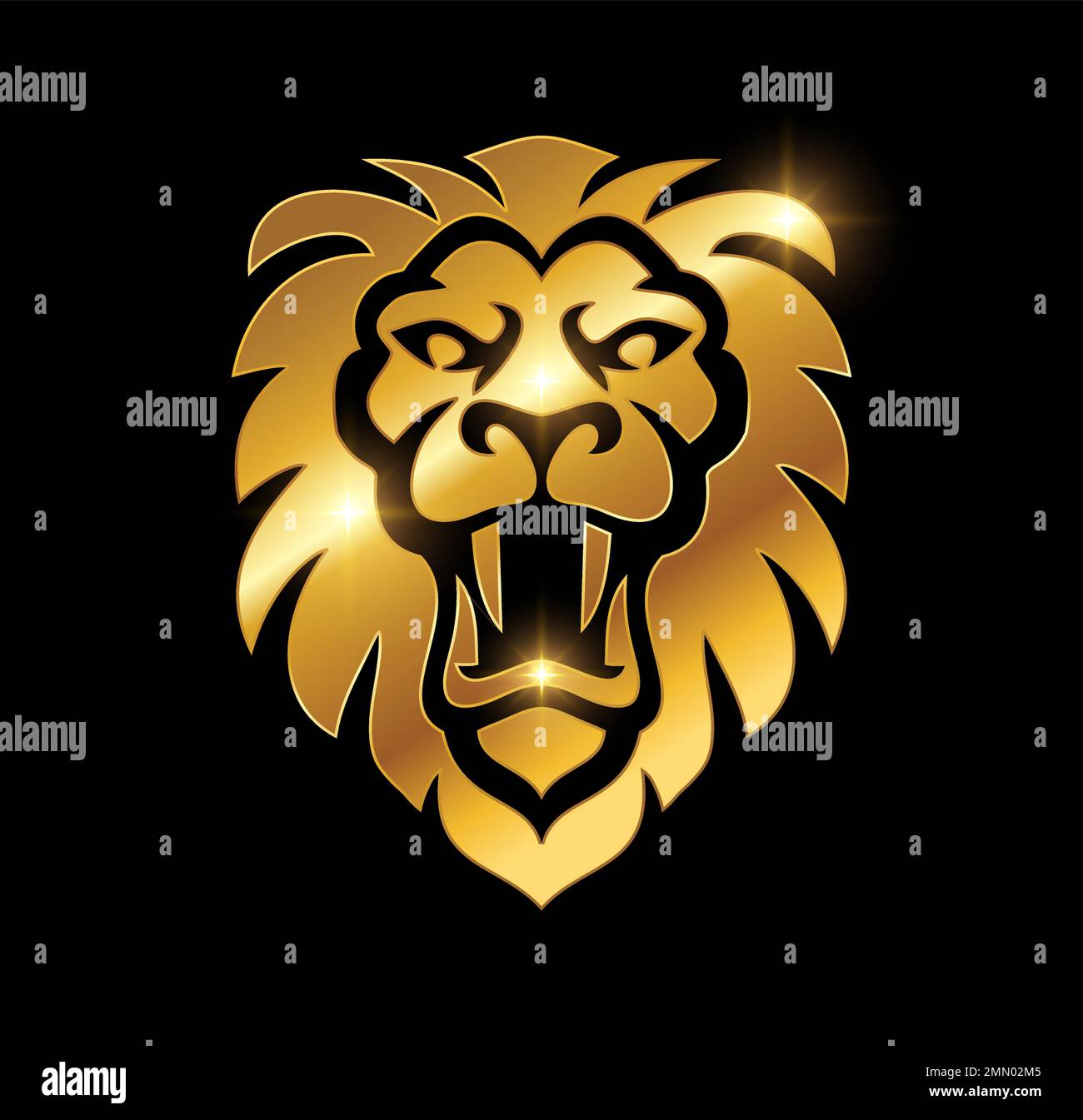 A vector illustration of Golden Lion Head Logo vector Icon in black ...