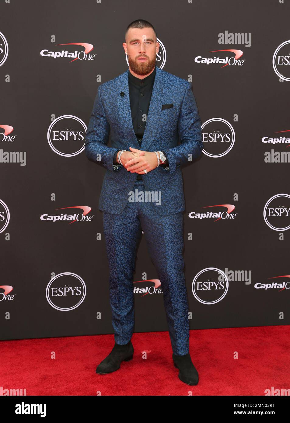 NFL football player Travis Kelce, of the Kansas City Chiefs, arrives at ...