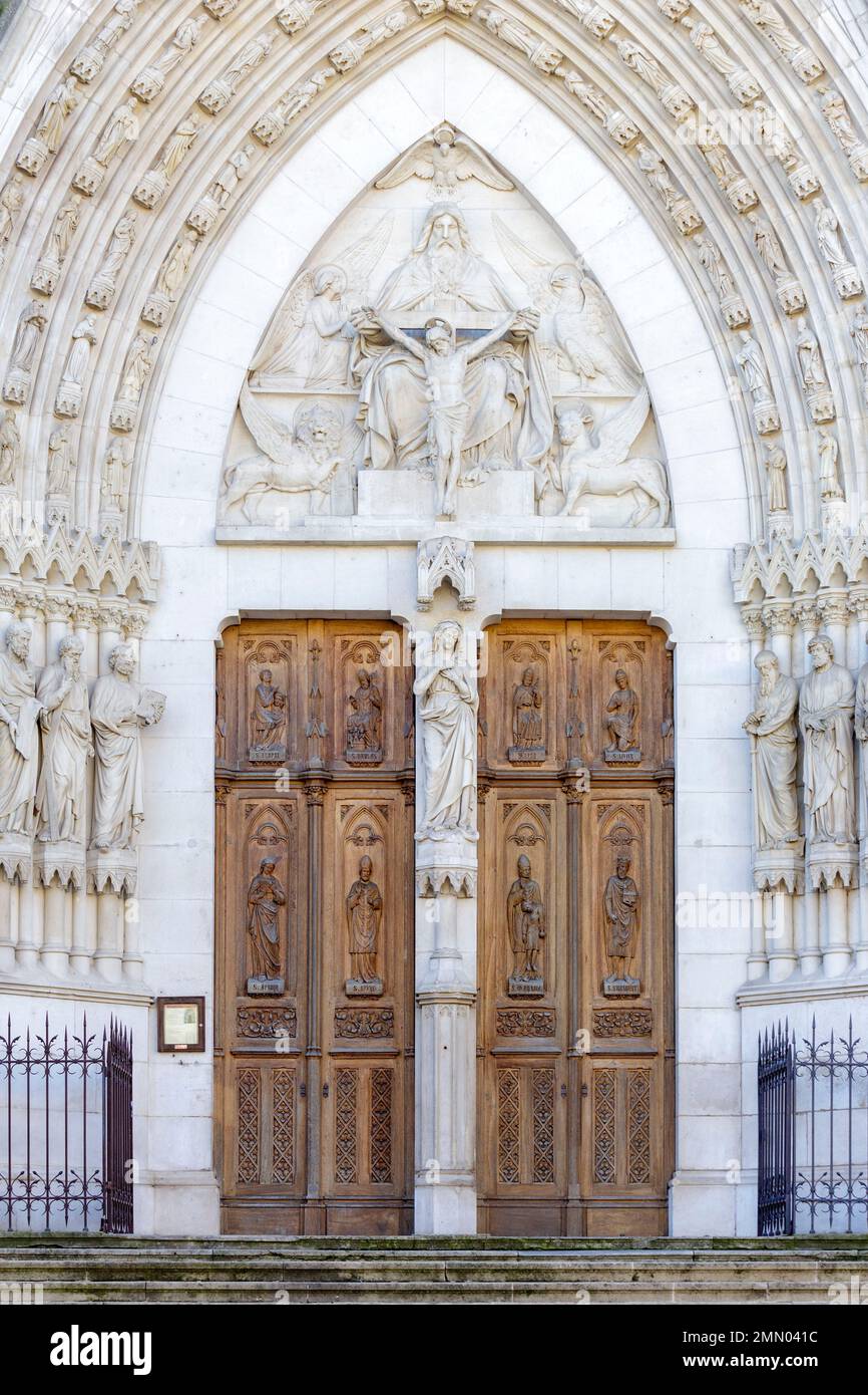 France, Meurthe et Moselle, Nancy, the holly trinity in the tympanum of ...