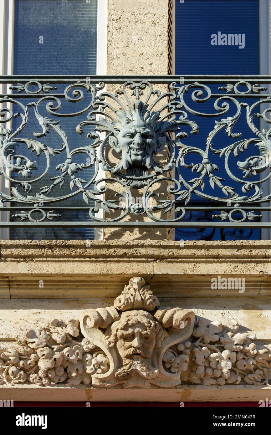 France, Meurthe et Moselle, Nancy, mascaron ornament made of stone and ...