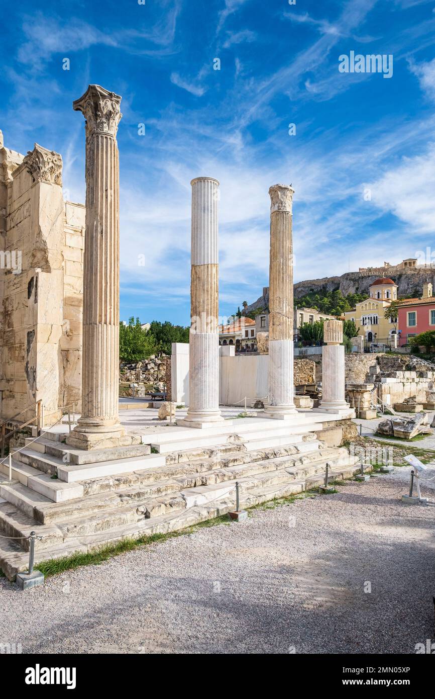 Greece, Athens, Plaka district, the Roman Agora at the foot of the ...