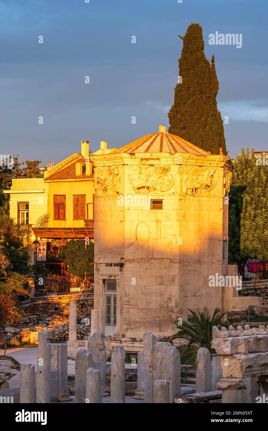 Greece, Athens, Plaka district, Roman Agora, the Tower of the Winds ...