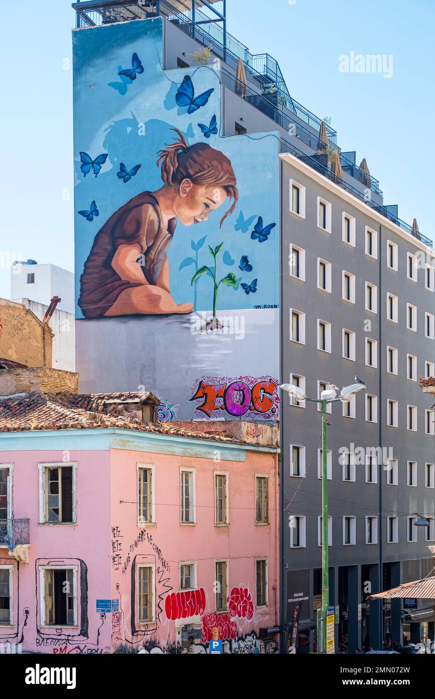 Greece, Athens, mural by the artist m. Koan Stock Photo - Alamy