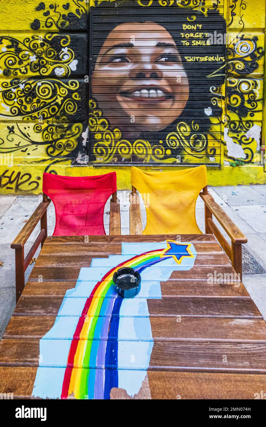 Greece, Athens, Exarchia or Exarcheia district, the anarchist, artistic ...